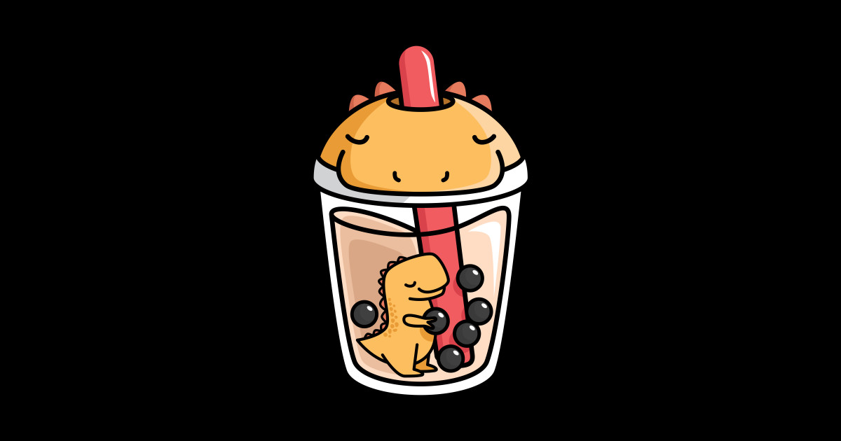 Bubble Tea with Cute Kawaii T-Rex Inside - Boba Tea - Sticker | TeePublic
