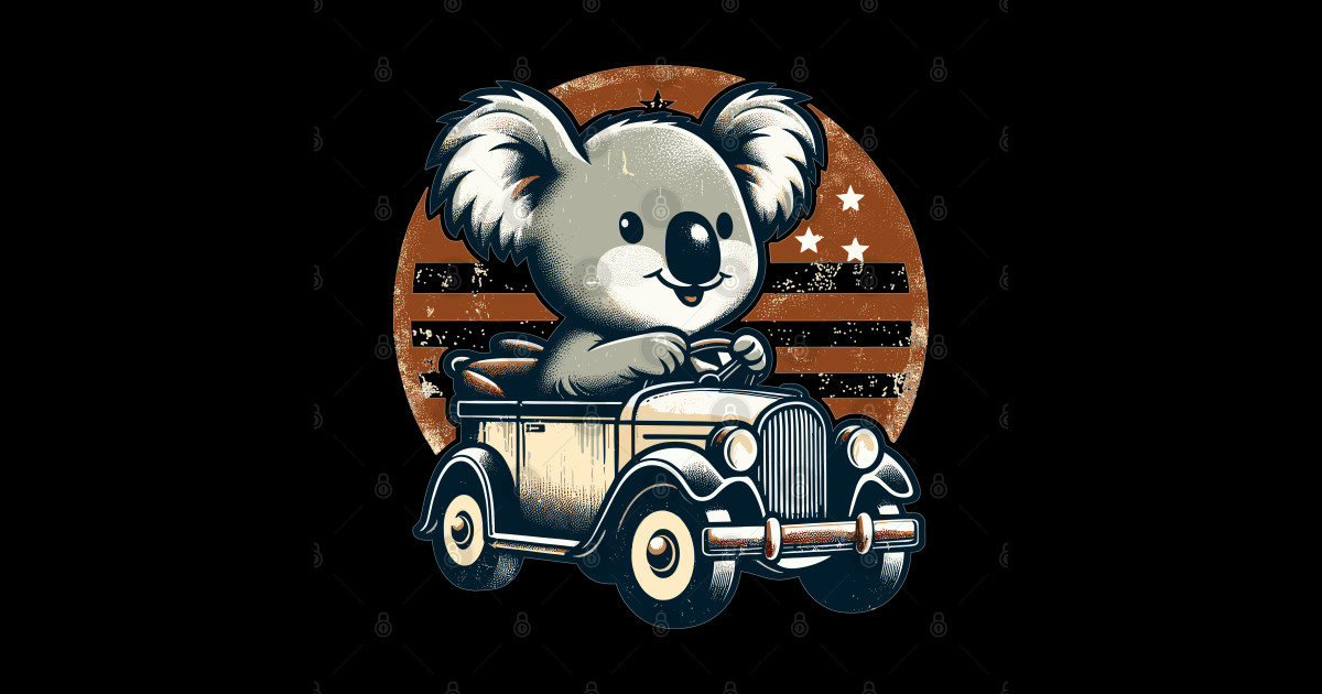 Koala driving car - Koala Driving Car - Sticker | TeePublic