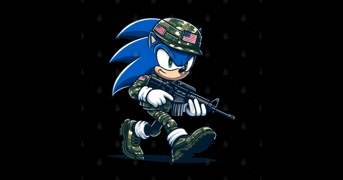 American Army Sonic 02 - Sonic - Sticker | TeePublic