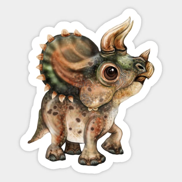 Triceratops Chibi Dino - Dinosaur - Sticker | TeePublic
