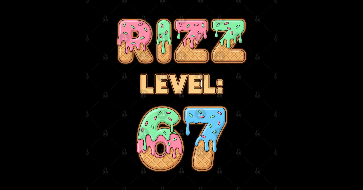 Rizz Level 67 Ice Cream Style Gamer Cool - Rizz Level 67 - Sticker ...