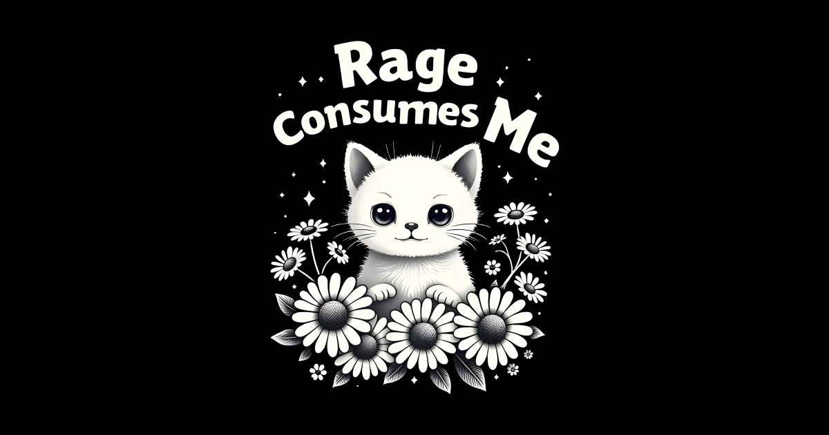 Rage Consumes Me Cute Cat Meme Design, Whimsical Cottagecore Sarcastic ...