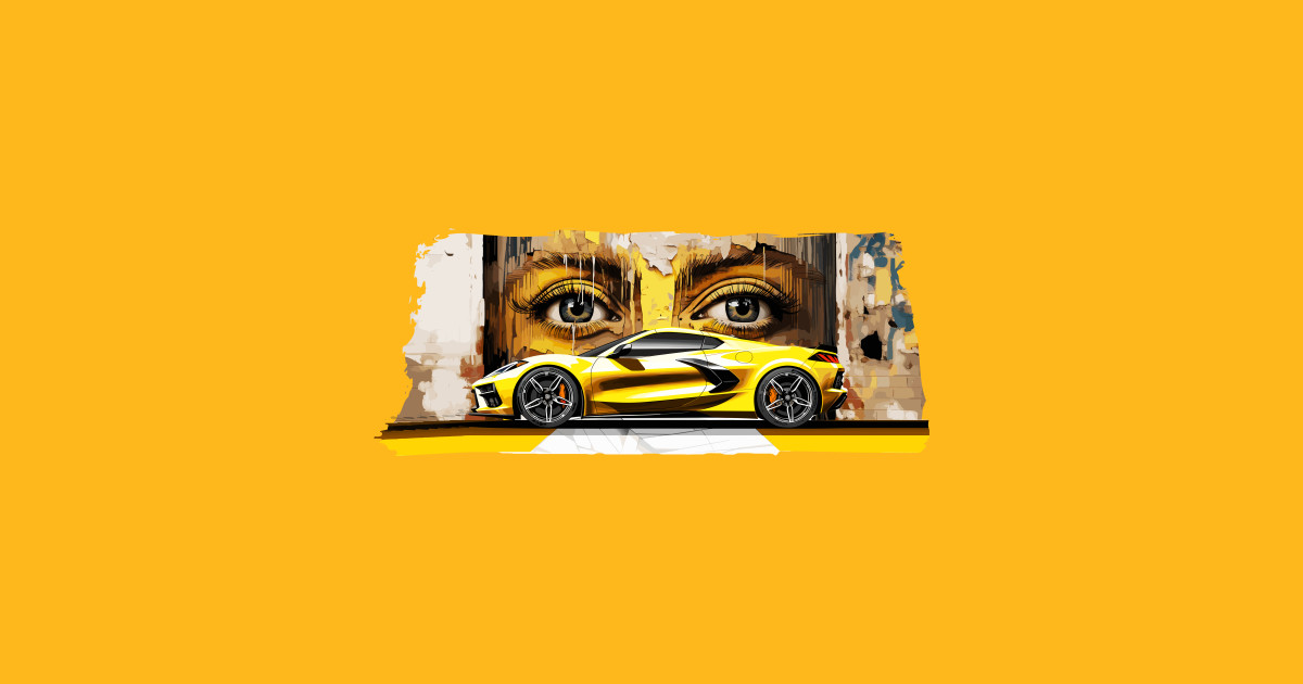 Accelerate Yellow C8 Corvette Stingray Supercar in front of a wall of ...