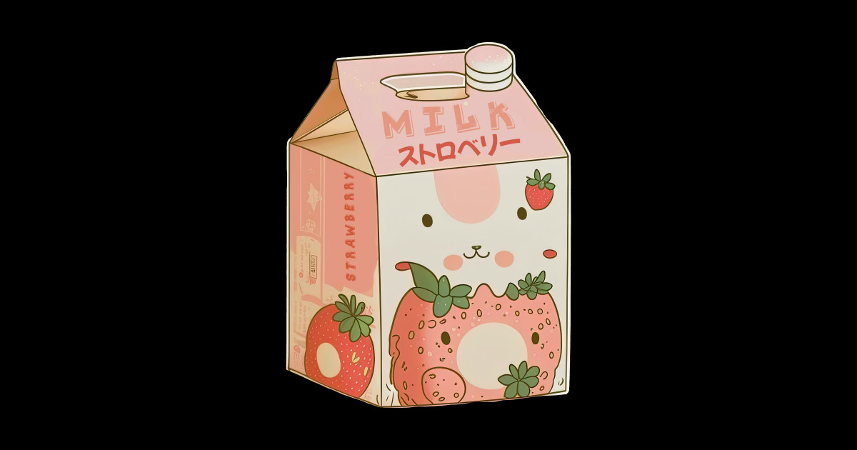Strawberry Milk Anime Aesthetic - Strawberry Milk - Sticker | TeePublic