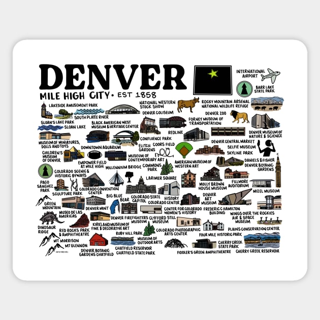 Denver Map - Denver - Sticker | TeePublic