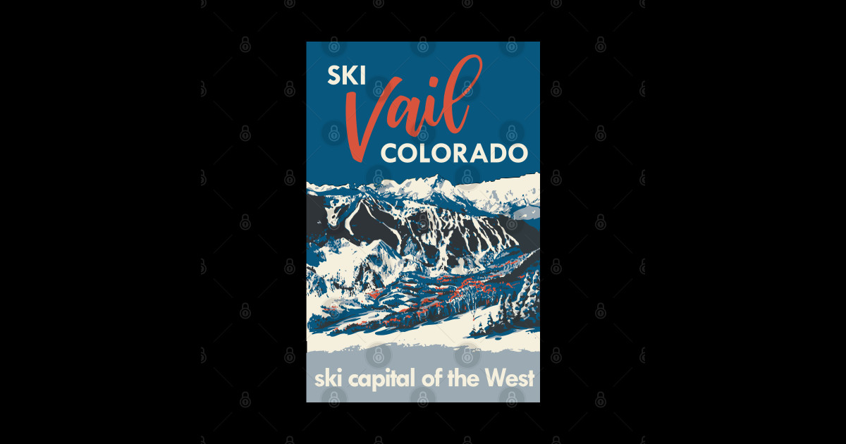 Blue Vail Colorado Vintage Ski Poster - Vail - Sticker | TeePublic