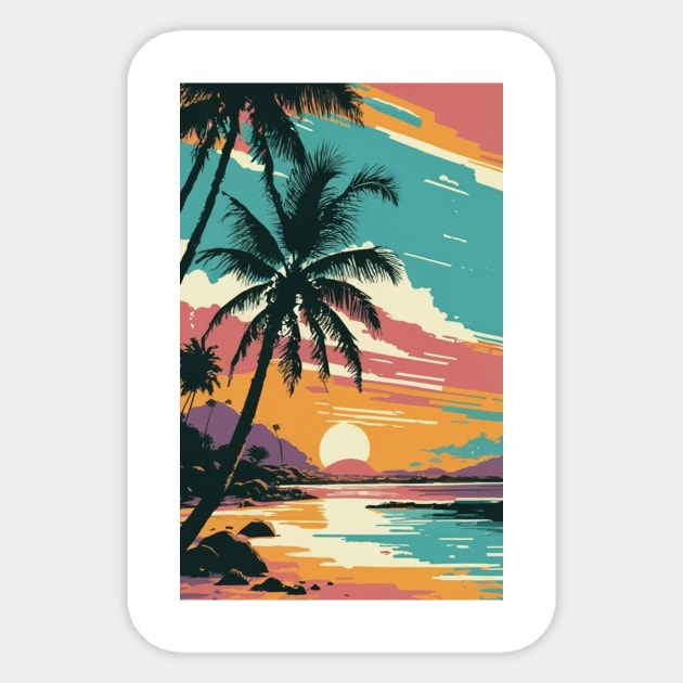 Sunset at the beach - Sunset Beach - Sticker | TeePublic