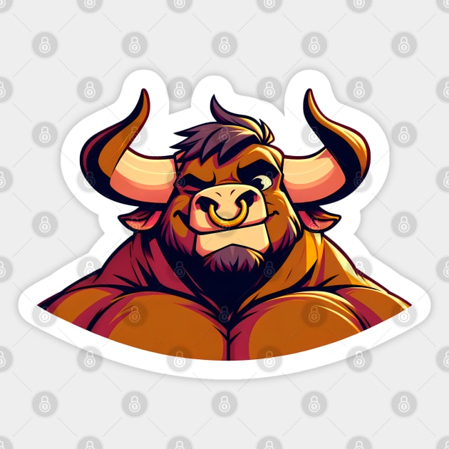 Muscular Winking Bull Anthro Furry Minotaur Design V2 - Furry - Sticker ...