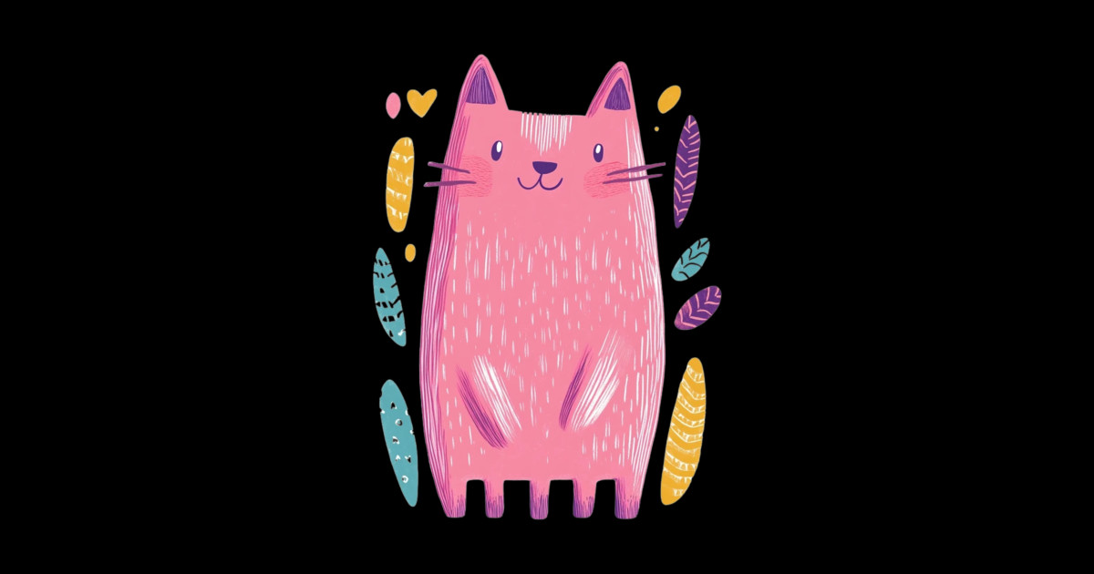 A cute pink cat - Cat - Sticker | TeePublic