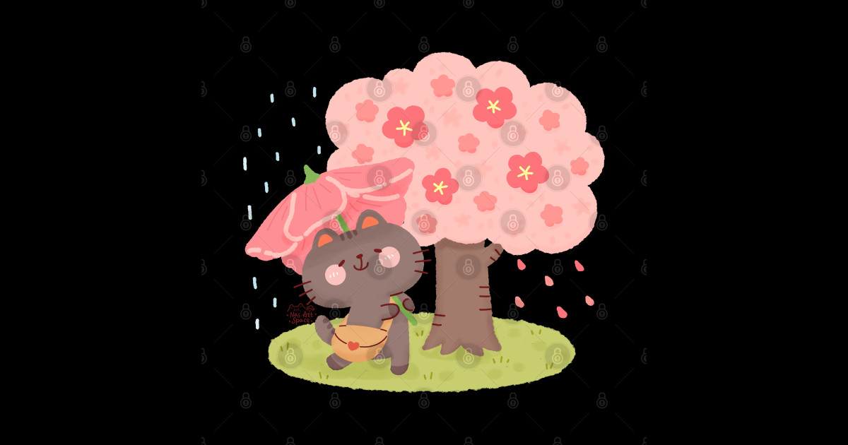 Hanami Sakura Cat - Sakura - Sticker | TeePublic