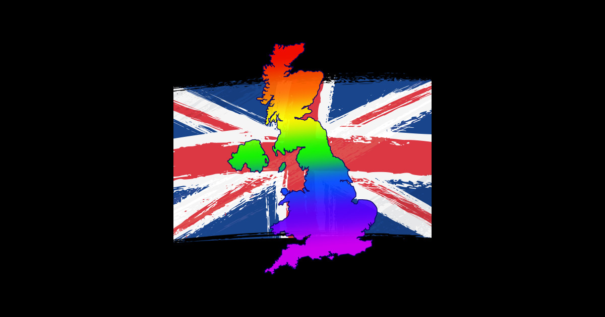 Gay UK - Rainbow Pride Union Jack Blue - Pride Flag - Posters and Art ...