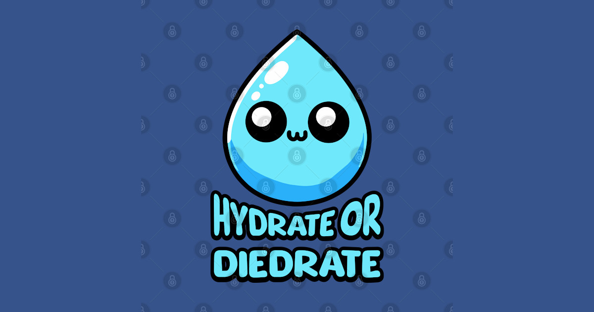 Hydrate Or Diedrate! Cute Water Droplet Pun - Hydrate Or Diedrate - T ...