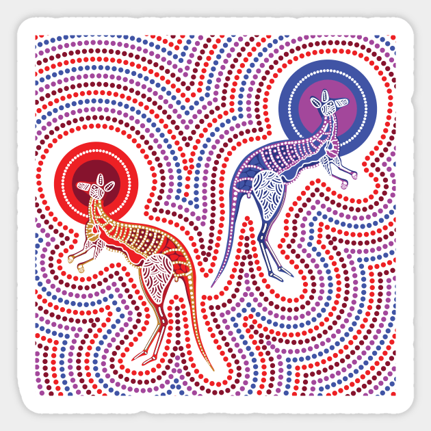 Aboriginal Kangaroo Dots - Aboriginal - Sticker | TeePublic