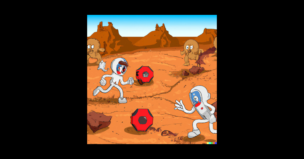 Astronauts playing football on Mars - Astronaut - Sticker | TeePublic