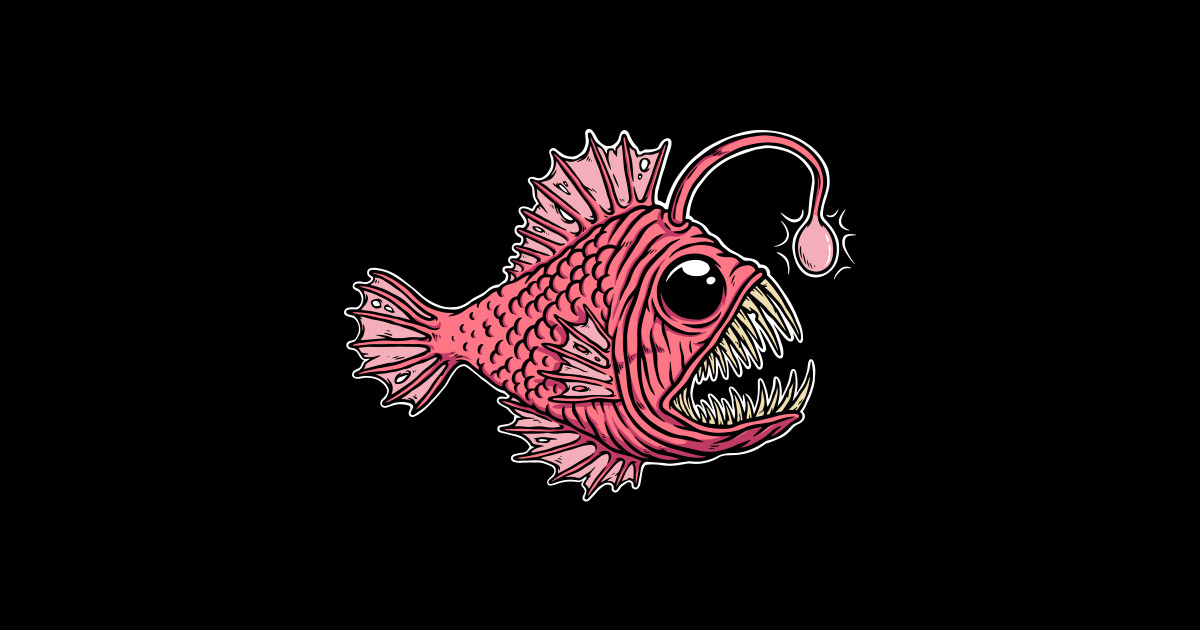 Gnarly Angler Fish Illustration // Ugly Anglerfish // Deep Sea Fish ...