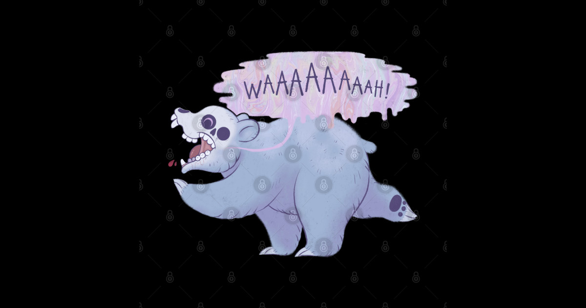 Kawaii Zombie Scream Bear 2 - Zombie - Sticker | TeePublic