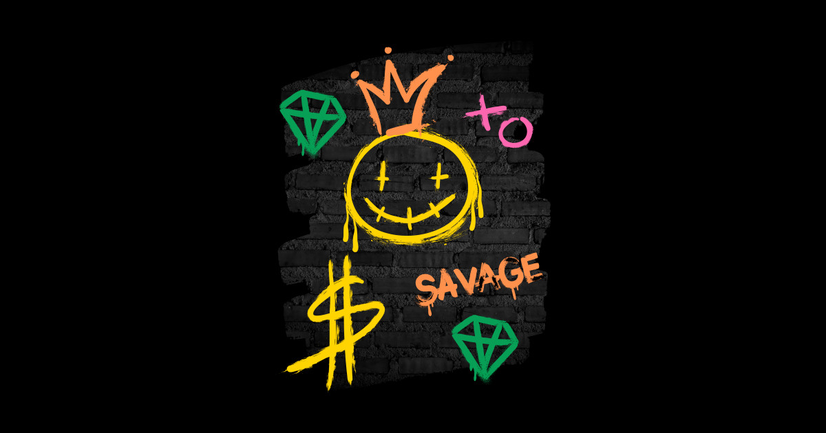 SMILEY FACE SAVAGE GRAFFITI KING DESIGN - Graffiti Style - Sticker ...