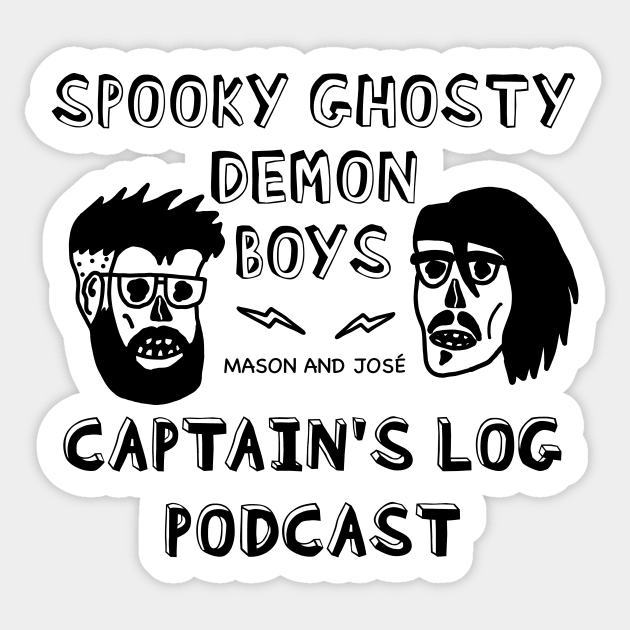 Spooky Ghosty Demon Boys - Captains Log - Sticker | TeePublic