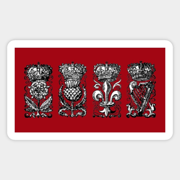 Emblems of the Four Kingdoms - England, Scotland, France and Ireland ...