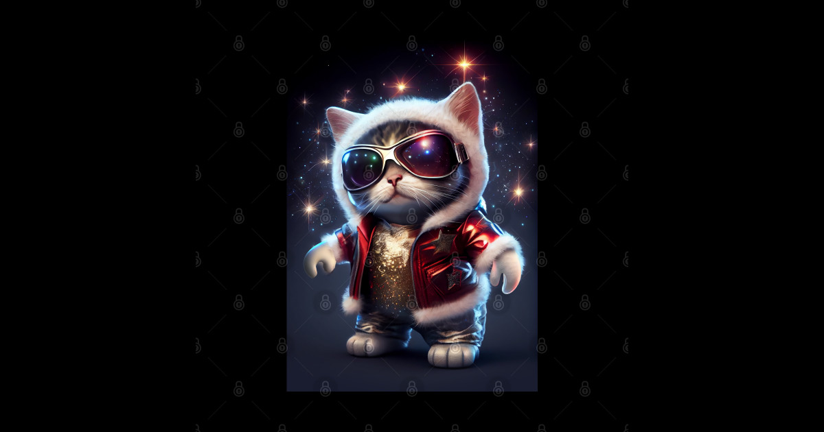 Cute Cosmic Cat - Anime Art design - Cute Cat - Sticker | TeePublic