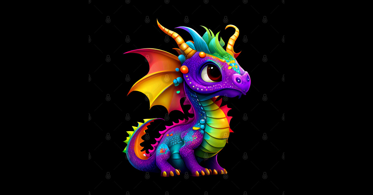 Cute Rainbow Dragon - Dragon - Sticker | TeePublic