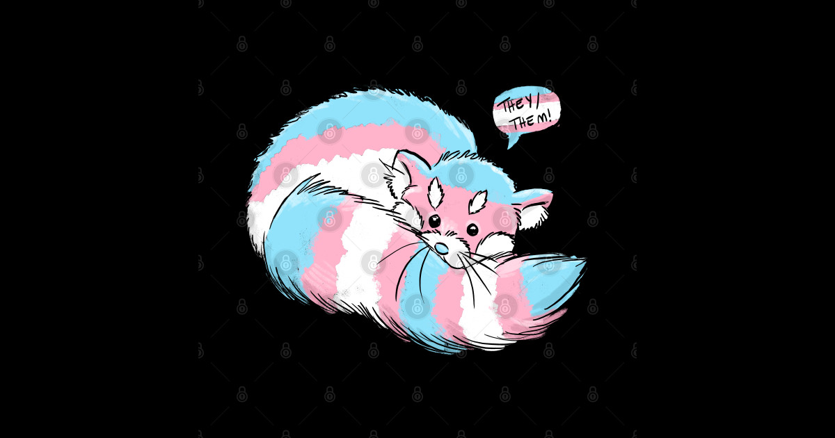 Trans Red Panda- They/them pronouns - Pride - Sticker | TeePublic