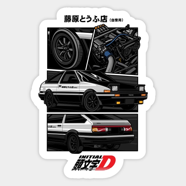 Toyota Ae86 Trueno Initial D Anime version - Toyota Ae86 - Sticker ...