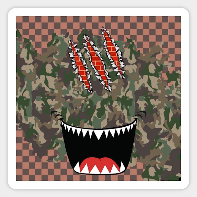 Rugged Camouflage Beast Grin Street Art - Rugged - Sticker | TeePublic