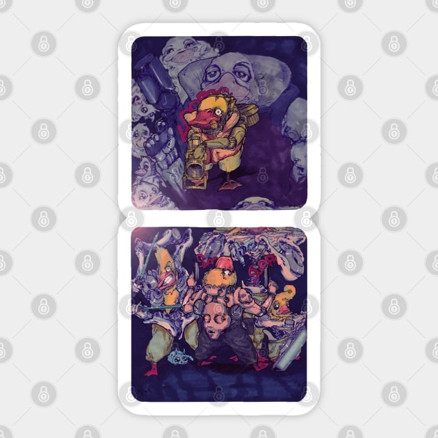 Comic war ducks - Duck Art - Sticker | TeePublic