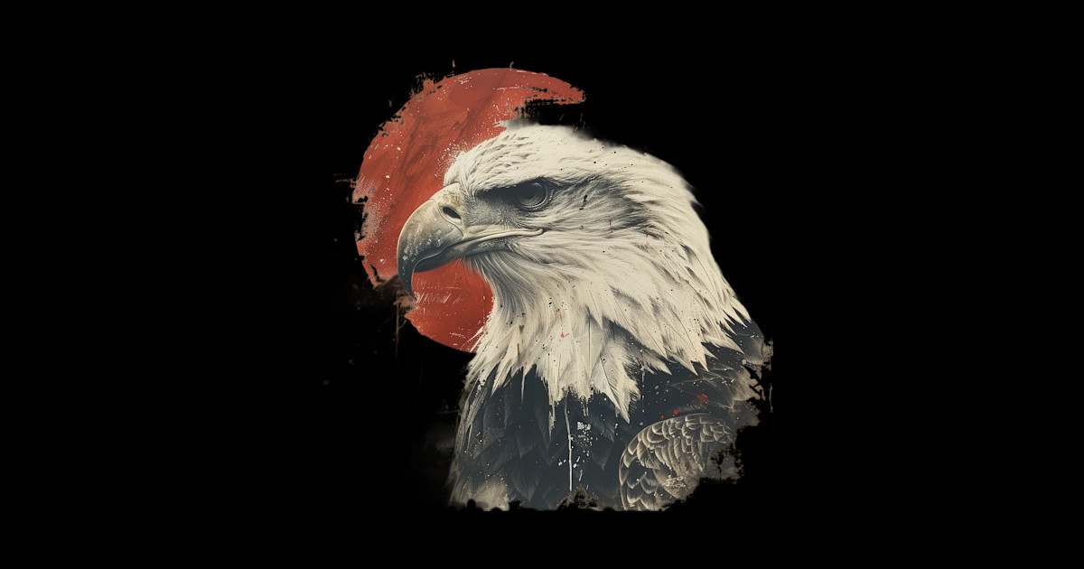 Rising Sun Eagle Ukiyo-e, Zenga, and Japanese Animal Art - Bald Eagle Art - Sticker | TeePublic