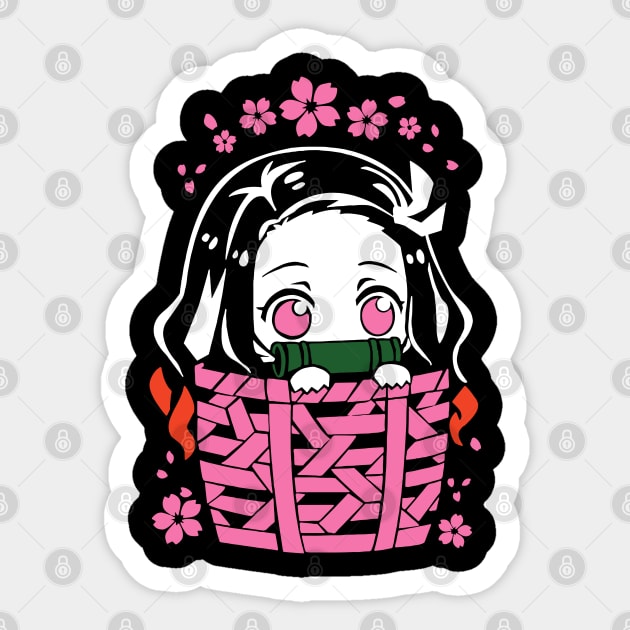 Nezuko Cute Hiding Fanart - Nezuko Cute - Sticker | TeePublic