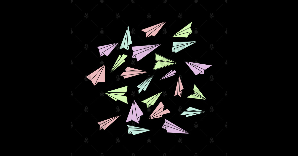 Pastel colors doodle of paper planes pattern - Origami - Posters and ...