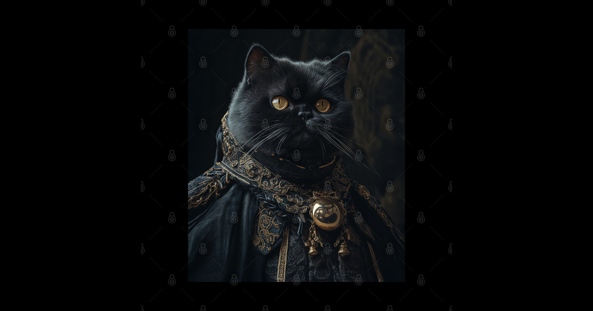 Sultan of Persia: Black Cat in Traditional Dress - Royal Cat - Sticker ...
