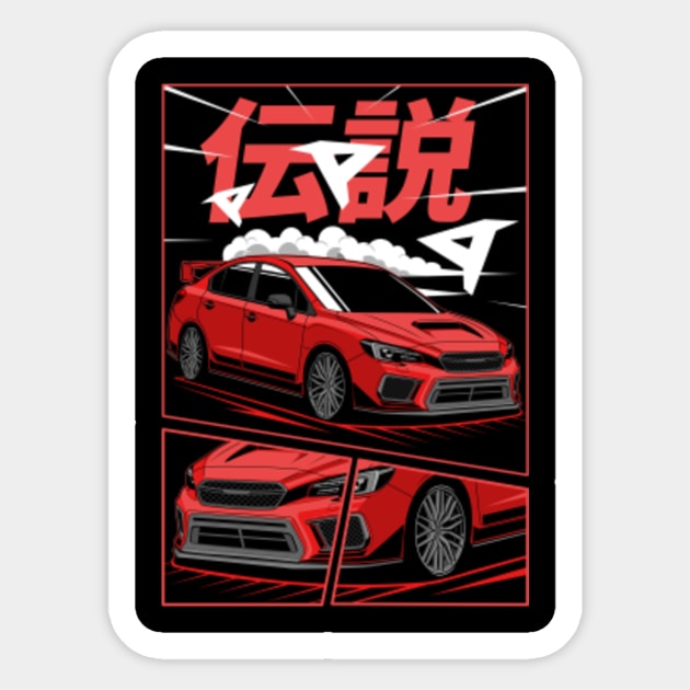 Red Subie legend anime style - Subaru - Sticker | TeePublic