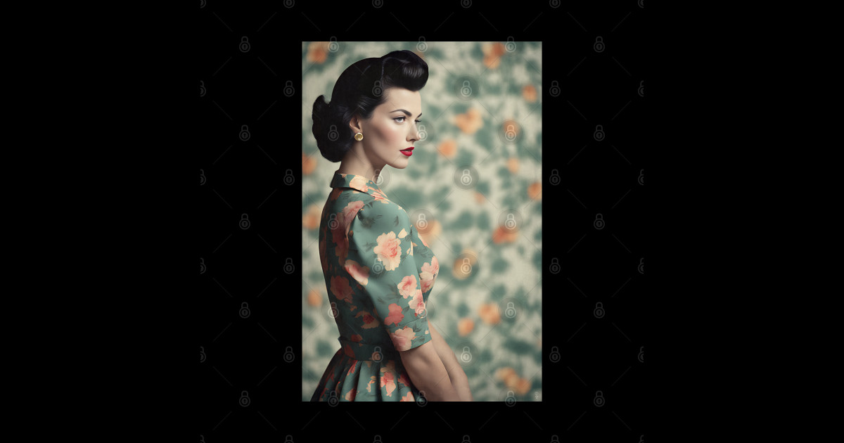 1950s Glam Woman - Floral 1950s Woman - Posters and Art Prints | TeePublic