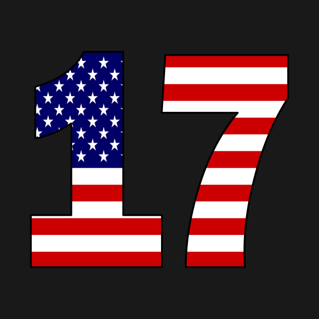 Number 17 with USA flag - Number 17 With Usa Flag - T-Shirt | TeePublic