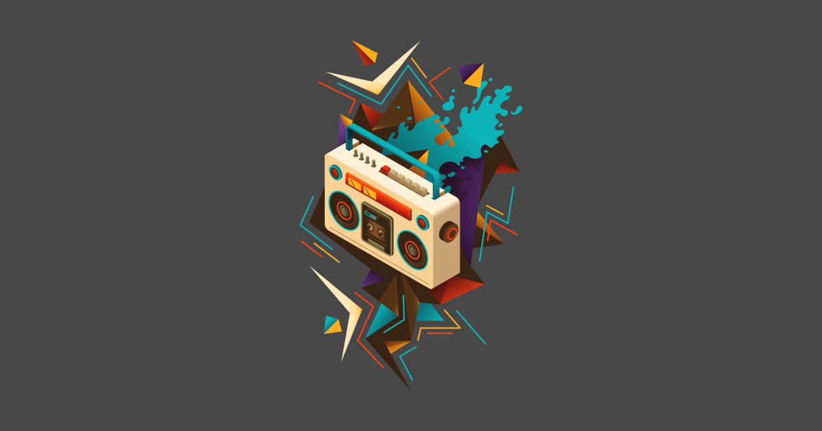 Kick Out The Jams Retro 80s Boombox Splash - Music - T-Shirt | TeePublic