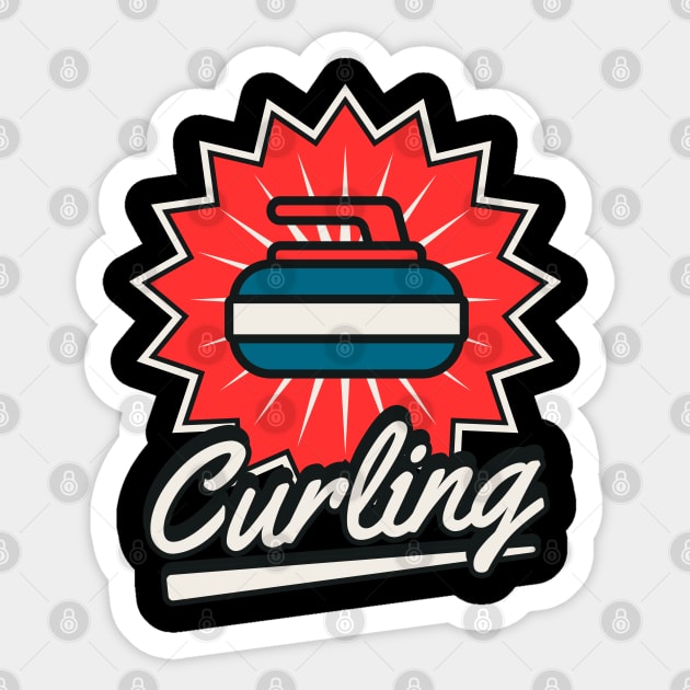 Vintage Retro Curling - Curling - Sticker | TeePublic