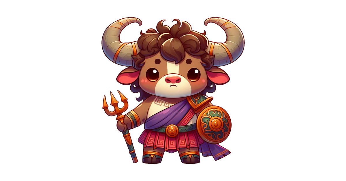 Cute Minotaur Illustration - Cute Minotaur - T-Shirt | TeePublic