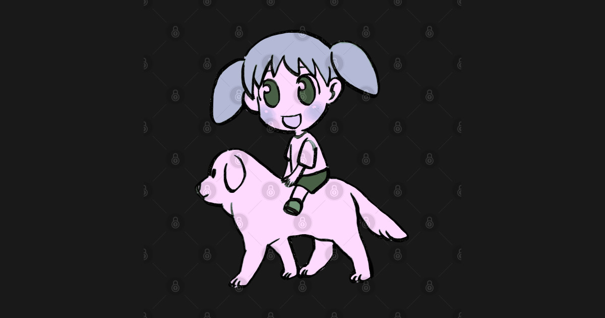 I draw chiyo chan riding her white dog tadakichi-san / azumanga daioh ...