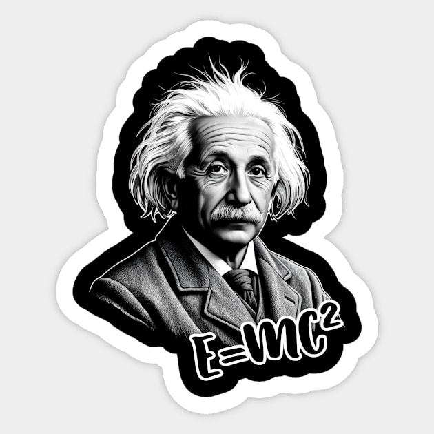 Einstein with equation - Albert Einstein - Sticker | TeePublic