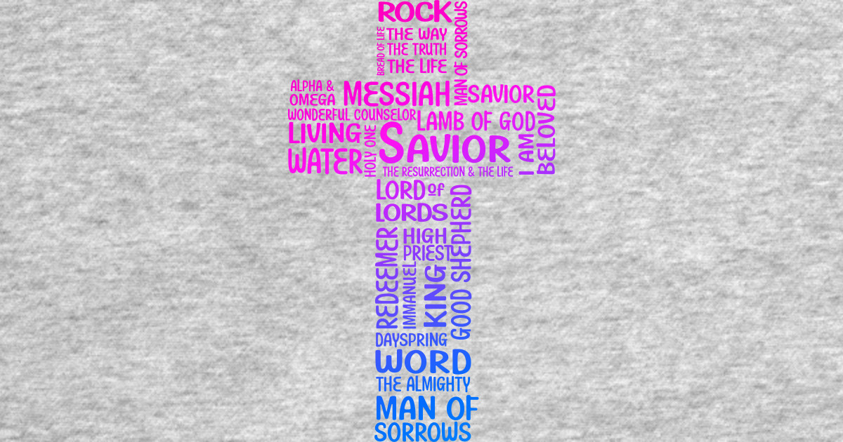 Colorful Cross with Names of Jesus Christ - Jesus Christ - Baseball T ...