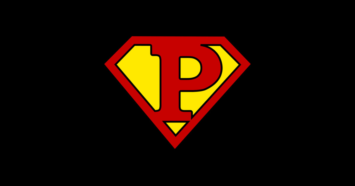 Superhero Symbol Letter P - Superman Symbol Letter P - Sticker | TeePublic