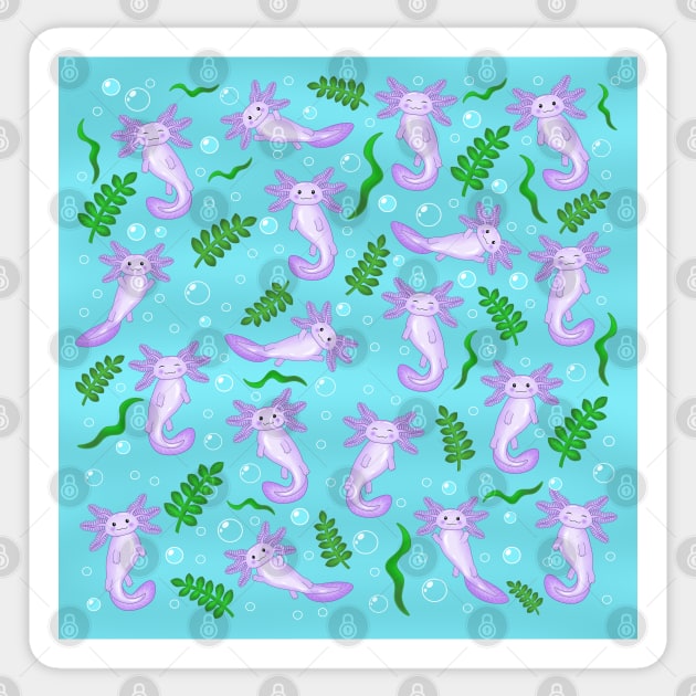 Purple axolotls pattern - Aquatic - Sticker | TeePublic
