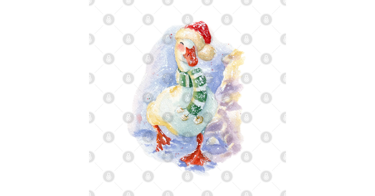 Christmas Goose In Snow - Goose - T-Shirt | TeePublic