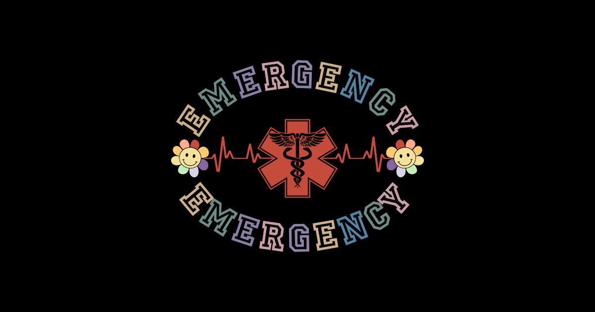 Emergency, Heartbeat Pulse EMT Paramedic, Groovy smiling flowers ...