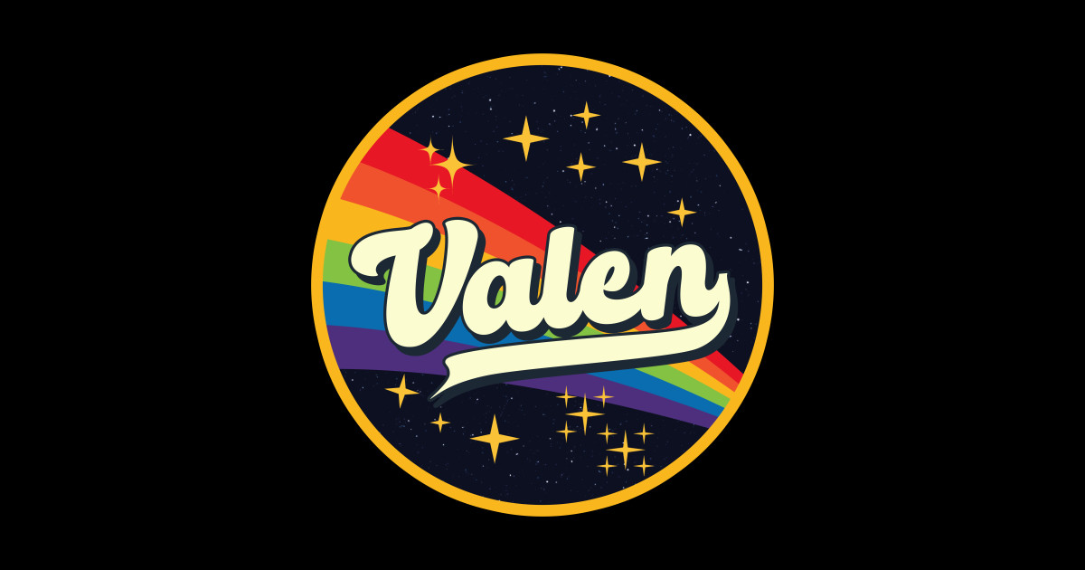 Valen // Rainbow In Space Vintage Style - Valen - Sticker | TeePublic