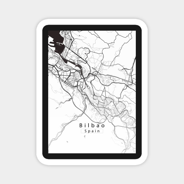 Bilbao Spain City Map white - Bilbao - Magnet | TeePublic