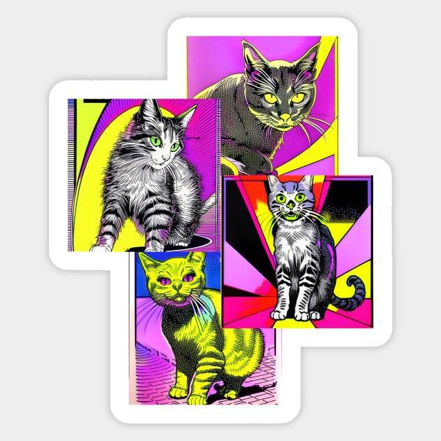 Retro Cats - Catshirt - Sticker | TeePublic