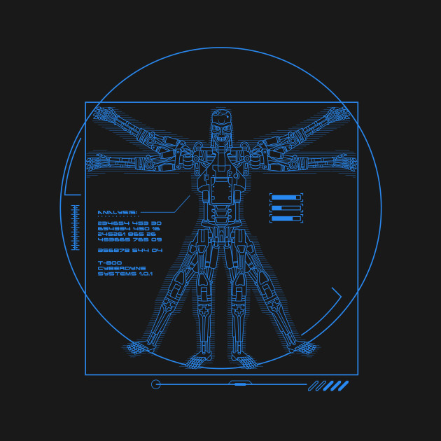 Vitruvian T-800 (Electric Blue) - Terminator - T-Shirt sold by ...